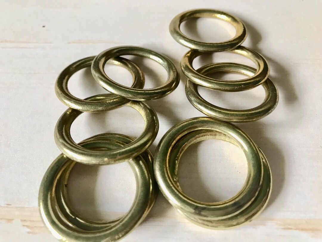 10 Brass Round Curtain Rings Set of 10 Sew on Vintage 1950's-60's 1 1/ ...