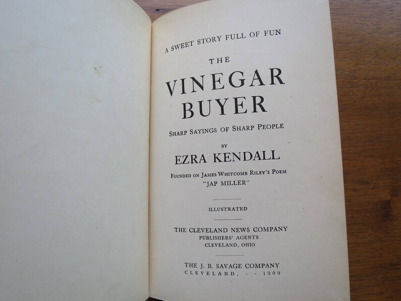 Antique Comedy Story Book the Vinegar Buyer by Ezra Kendall Herbert ...