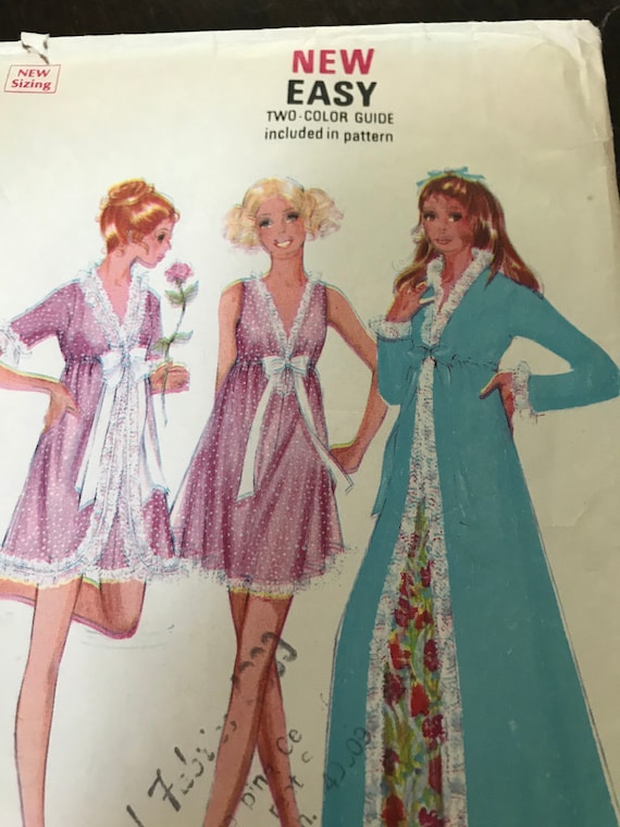 Robe Nightgown Sewing Pattern Misses Empire Robe Nightgown | Etsy