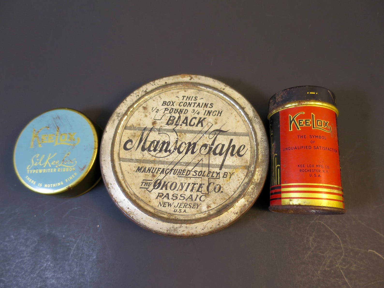 Typewriter Ribbon Tin Containers Art Deco Tall Tin 1950's | Etsy