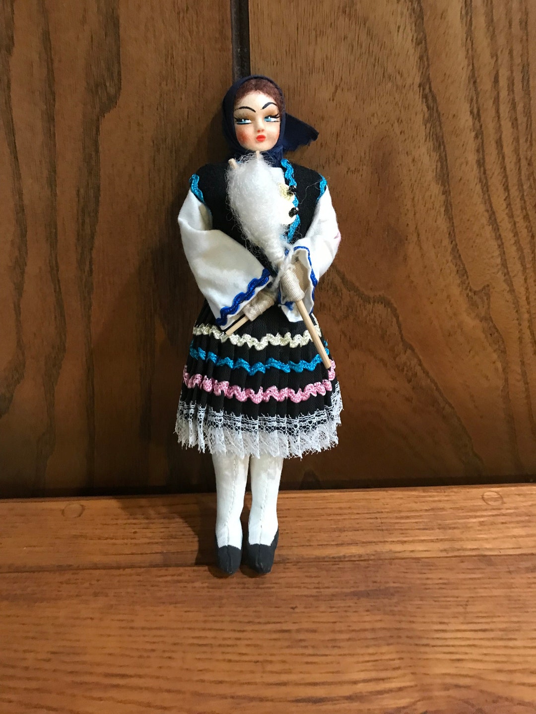 Greek Costume Doll Hair Braids in Scarf Hand Paint Face Gold Necklace ...