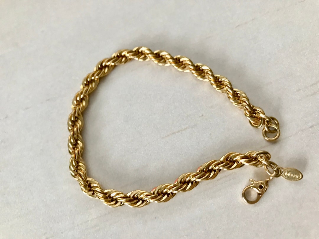 Monet Gold Link Bracelet French Rope Chain Lobster Claw Clasp, Monet ...