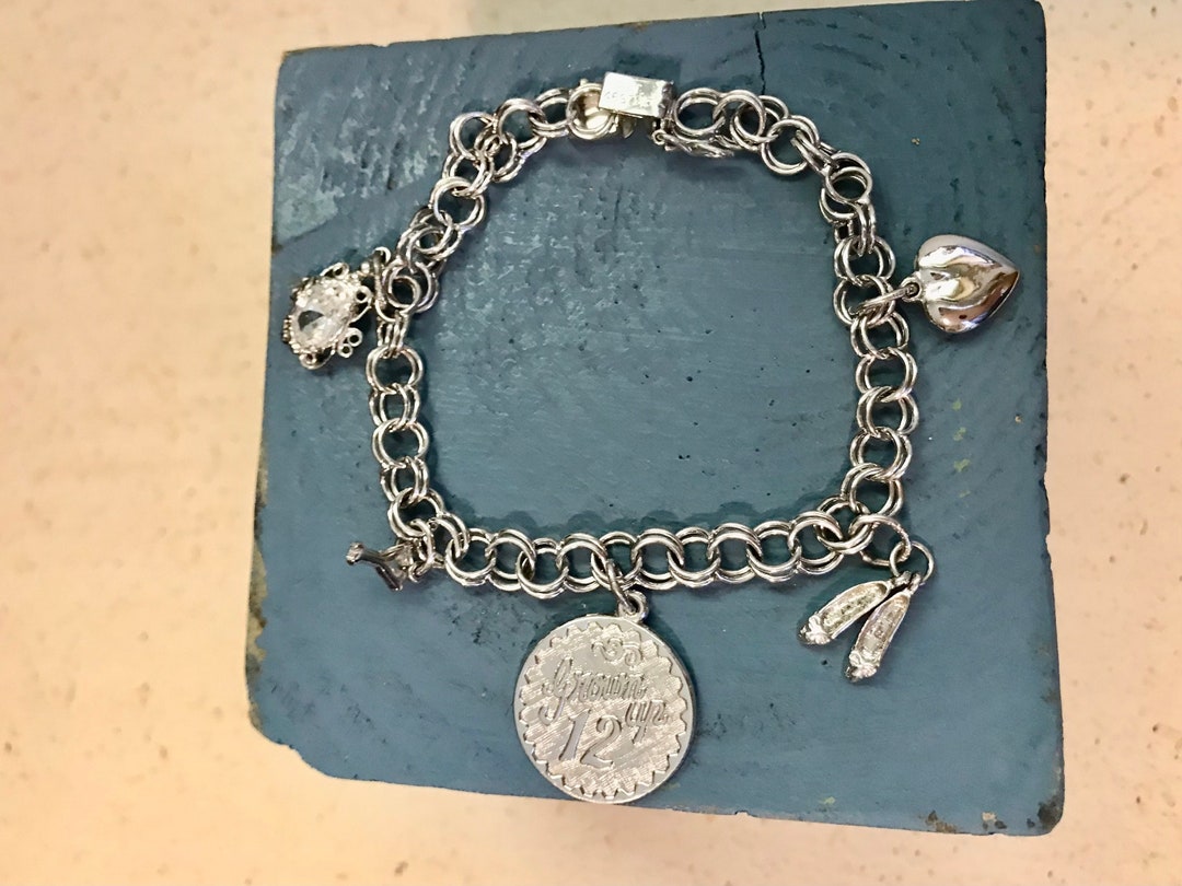 ROC Sterling Charm Bracelet Signed Sterling Silver 5 Starter Charms ...