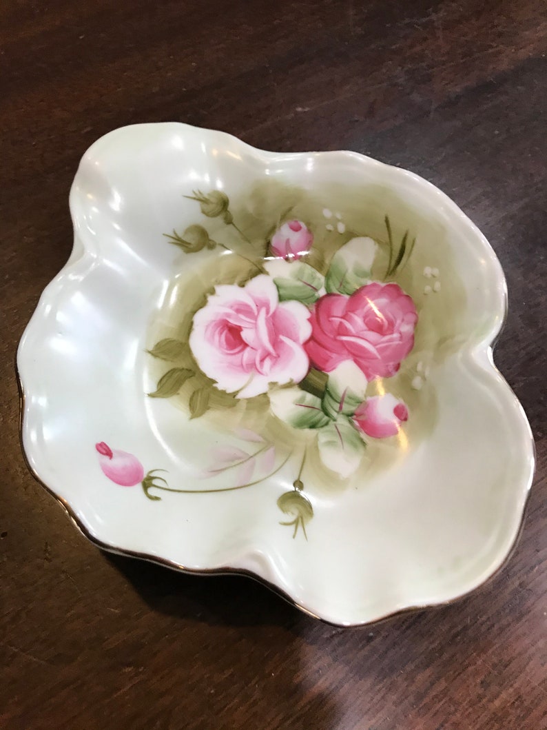 Lefton China Roses Dish Hand Painted Roses on Pale Green Home - Etsy