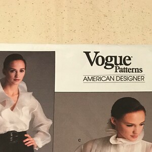 Vogue Ralph Lauren Pattern 3 Blouses Neckline Ruffles Tailored W ...