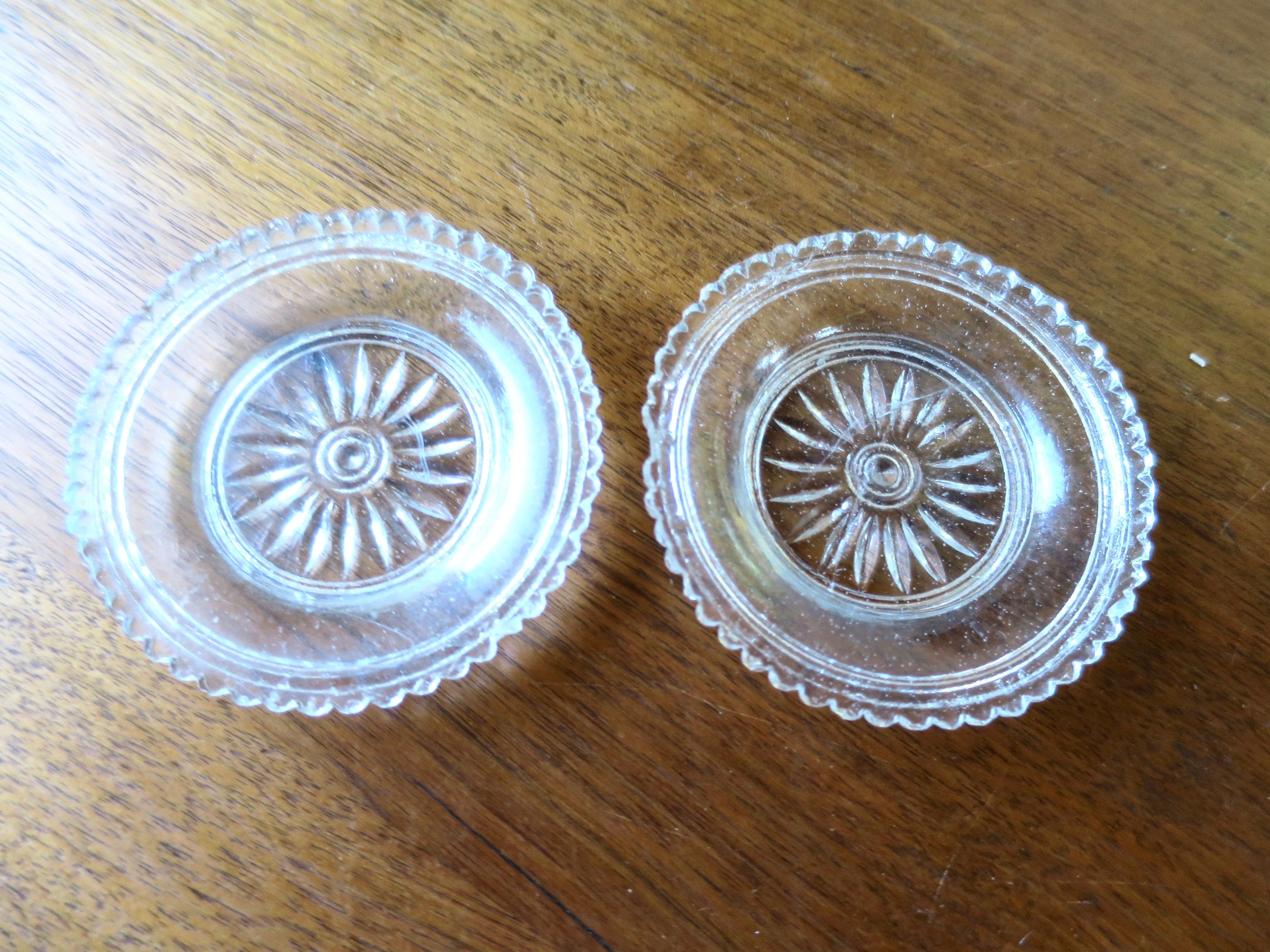 2 Antique Glass Butter Pats Cup Rests EAPG Crystal Glass Early ...