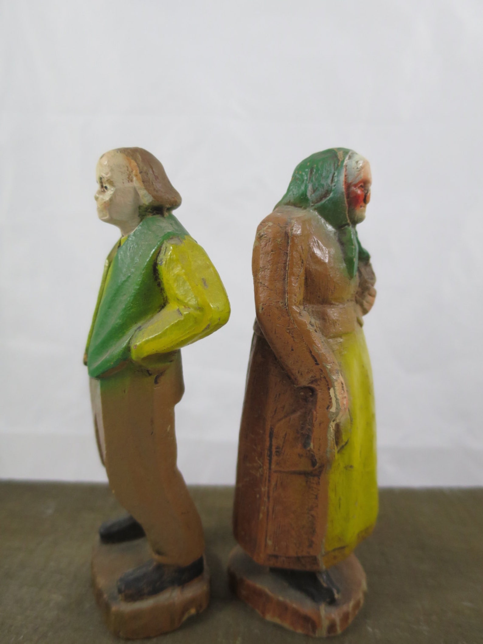 Syroco Figurines Old Man Old Woman Wood Resin Country Rustic Antique ...