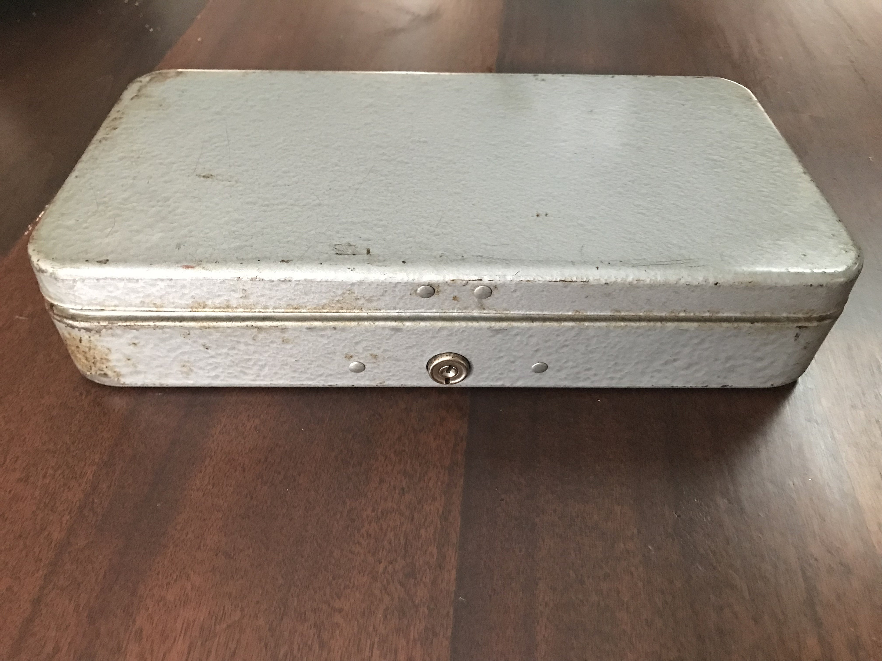 Silver Metal Tool Box Primitive Industrial Old Painted Metal - Etsy