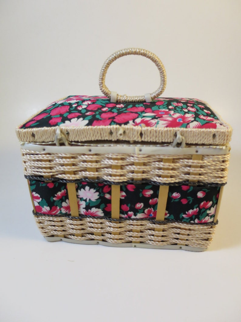 Sewing Basket Wicker W/ Sewing Supplies Small Sewing Basket | Etsy