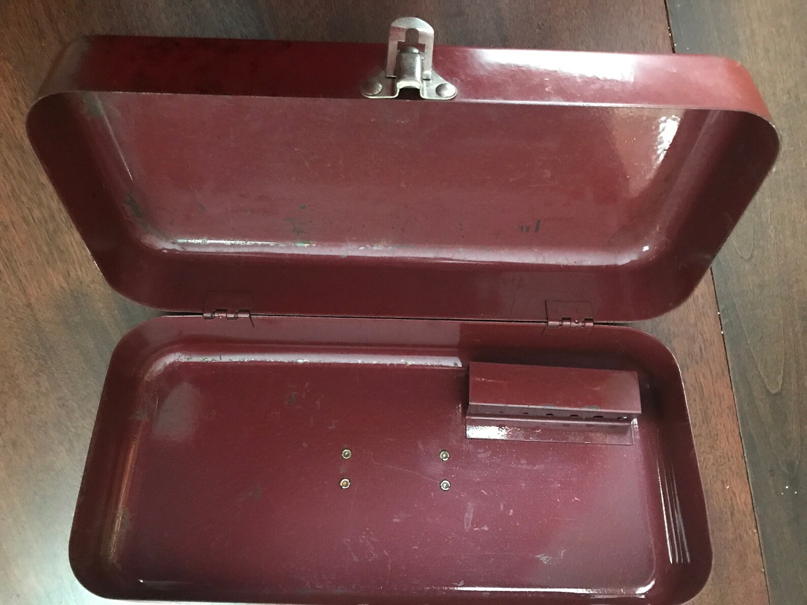 Red Metal Box W/ Lock Drill Box Primitive Industrial Enameled - Etsy