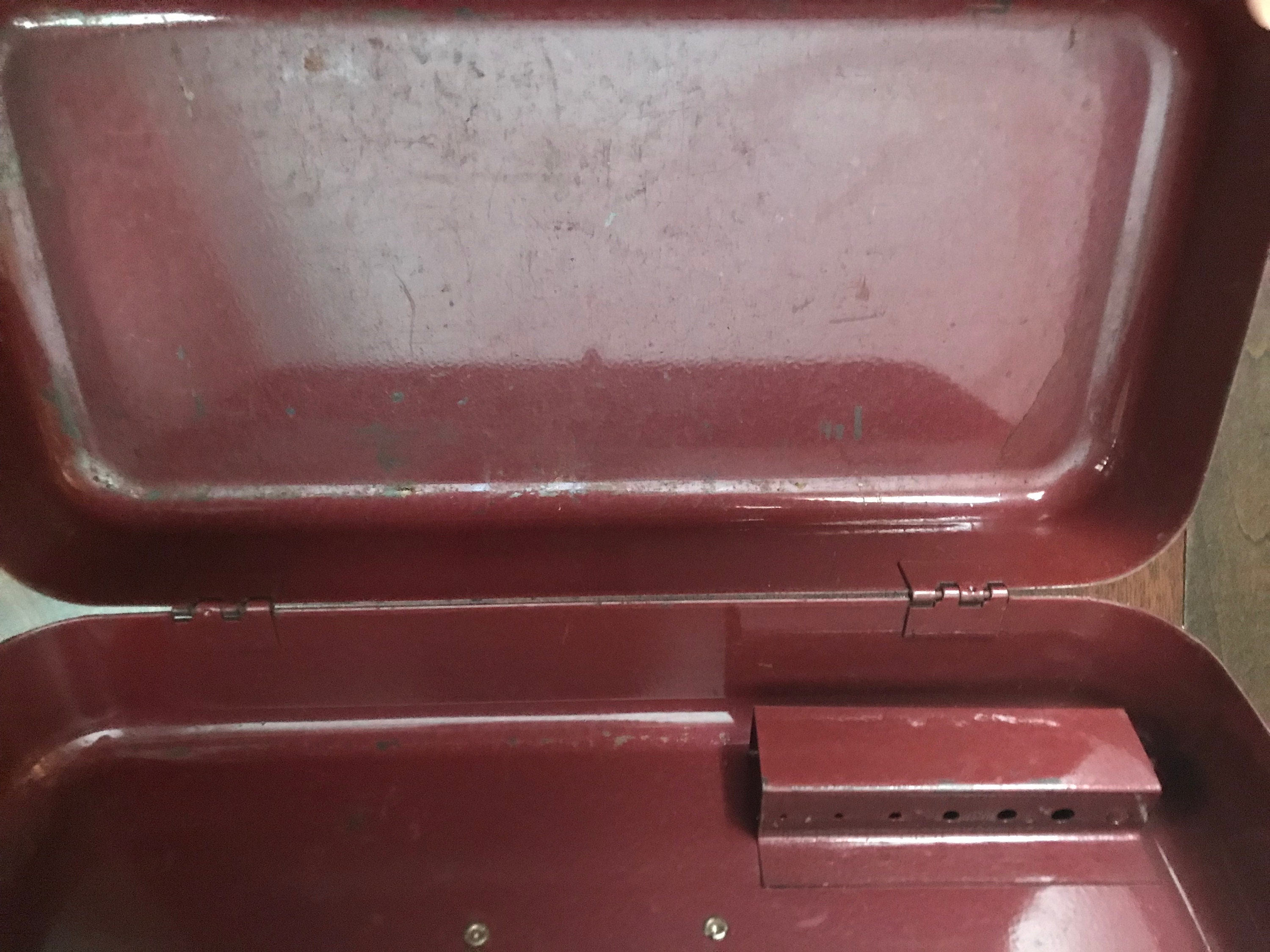 Red Metal Box W/ Lock Drill Box Primitive Industrial Enameled - Etsy