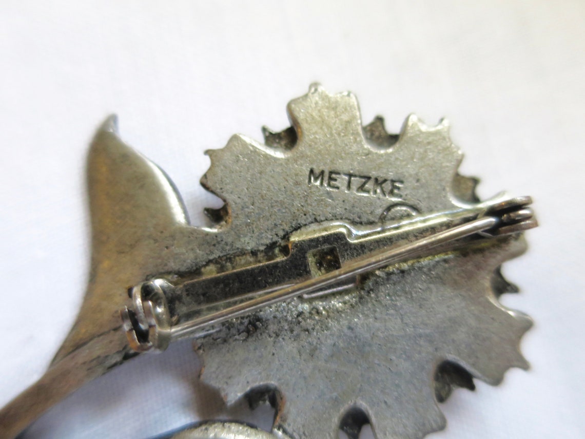 Metzke Pewter Sunflower Brooch Large Sun Flower Pin Hand Mold Made in ...