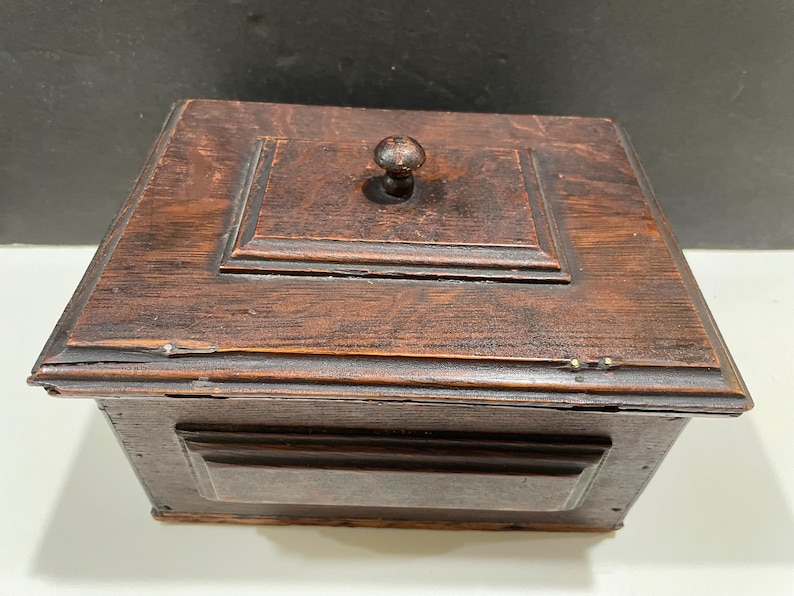 Antique Oak Dresser Box 1870s Collars/gloves Lidded Container Desk ...