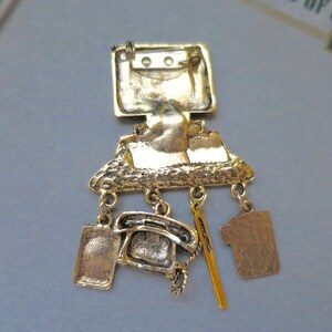 Computer Monitor W/ Keyboard Brooch 4 Gold Charms Calculator - Etsy