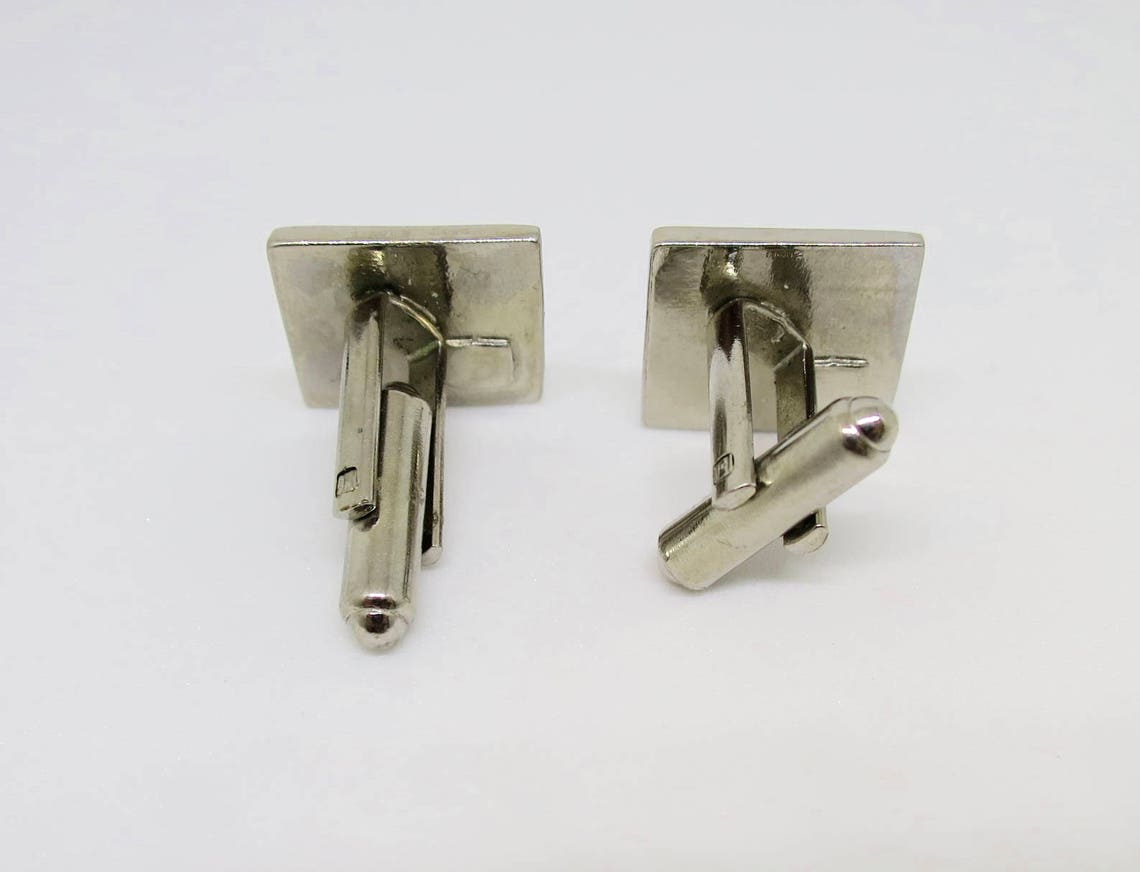 Silver Blue Cuff Links Tie Clip Set 1960's MidCentury | Etsy