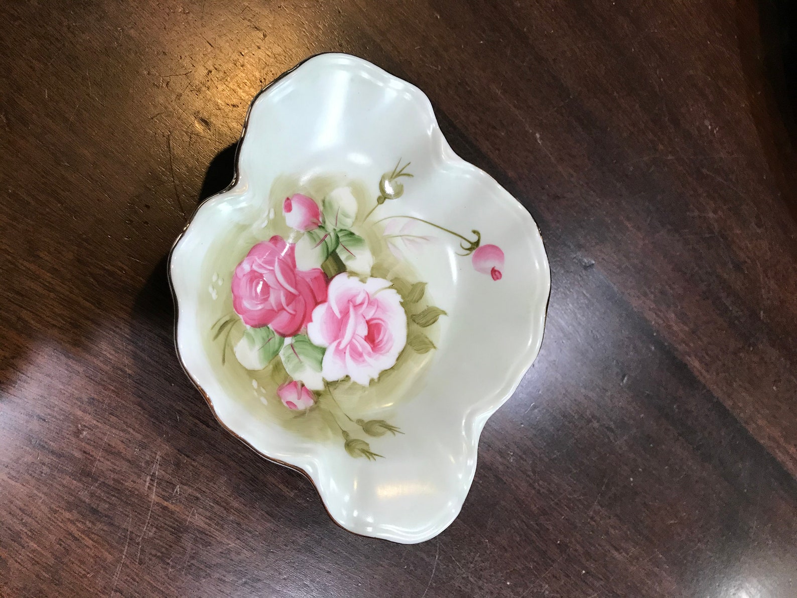 Lefton China Roses Dish Hand Painted Roses on Pale Green Home - Etsy