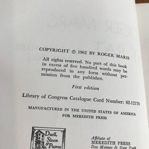 Roger Maris at Bat Baseball Book by Roger Maris + Jim Ogle Hard Cover W ...