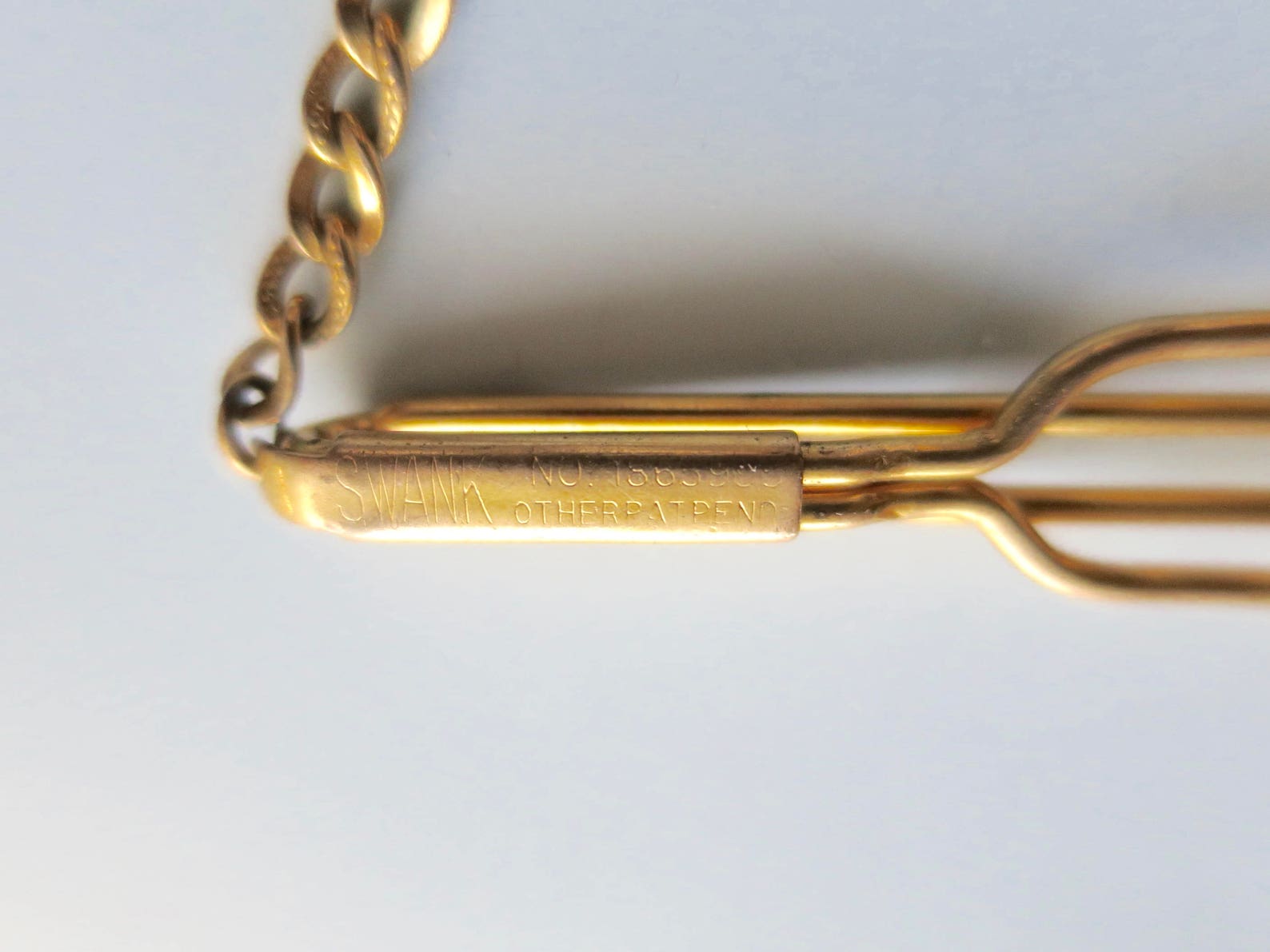 Swank Tie Clip Gold Finish Hanging Chain Vintage Art Deco Tie | Etsy