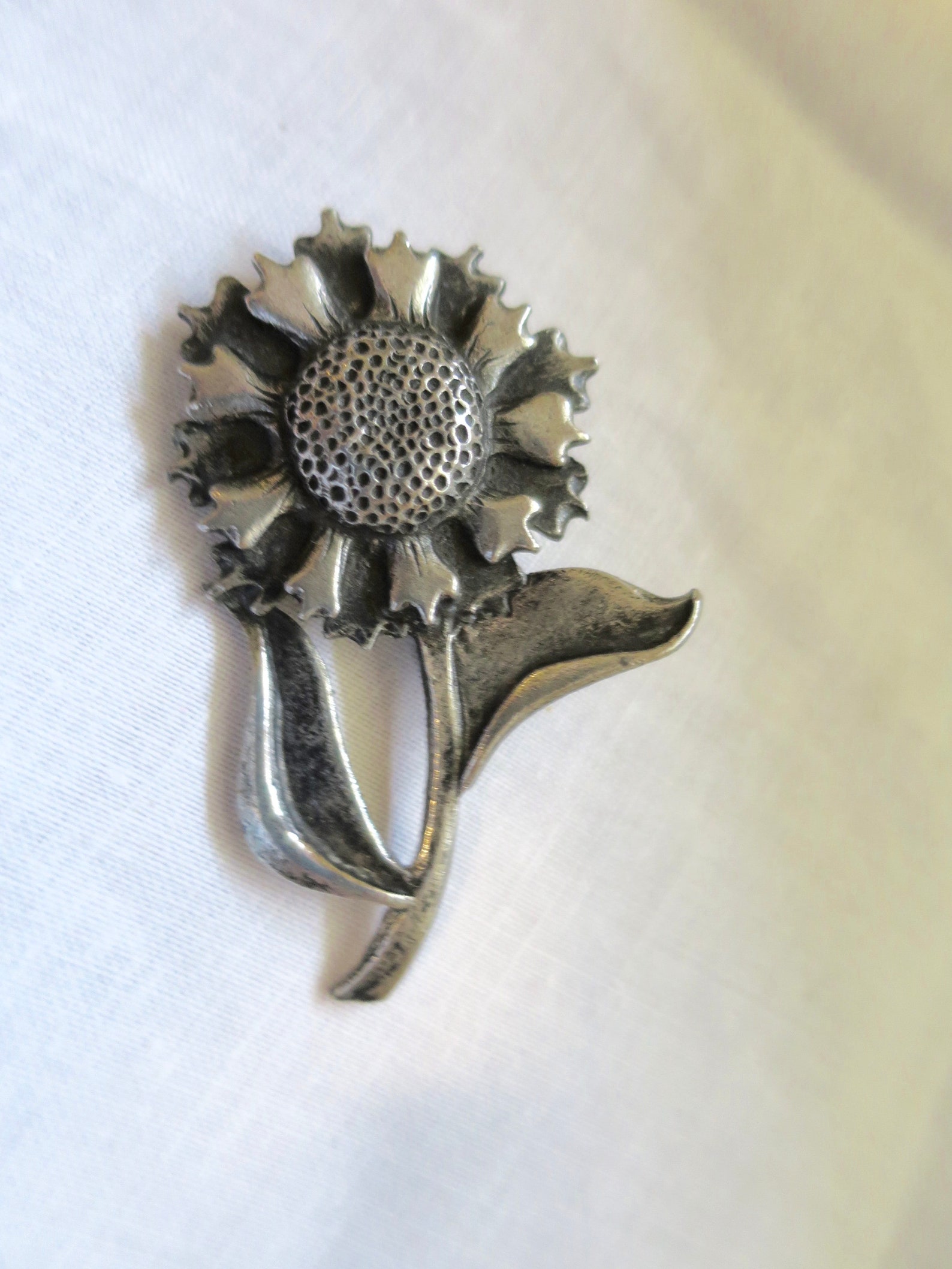 Metzke Pewter Sunflower Brooch Large Sun Flower Pin Hand Mold | Etsy
