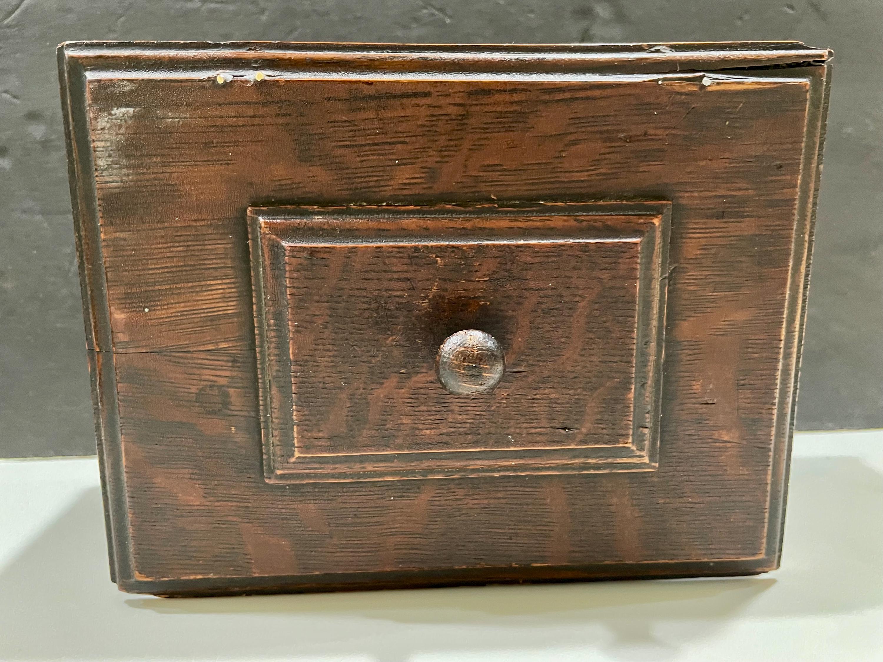 Antique Oak Dresser Box 1870s Collars/gloves Lidded Container Desk ...