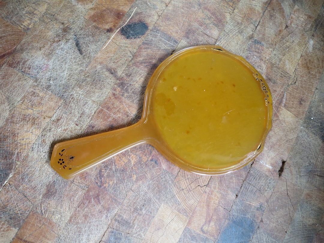 Butterscotch Celluloid Hand Mirror Amber Pyralin Bakelite Vanity Hand ...