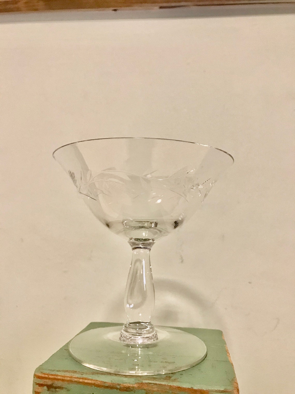 4 Stemmed Champagne Glasses Fine Cut Crystal Stemware Floral - Etsy