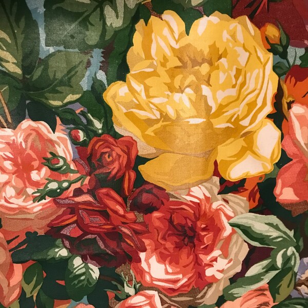 Yellow Rose Fabric - Etsy