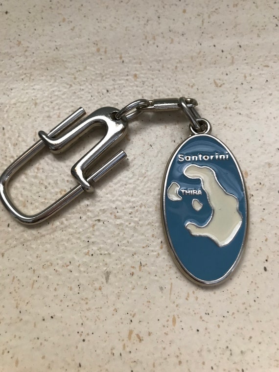 Santorini Greece Key Ring Fob Greek Island Souvenir S… - Gem