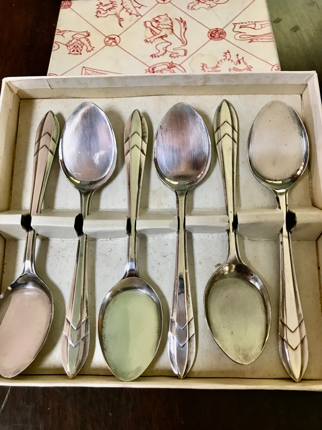6 Silver Ice Cream Spoons Sheffield Silver Plate Rivelin Pattern Ca ...