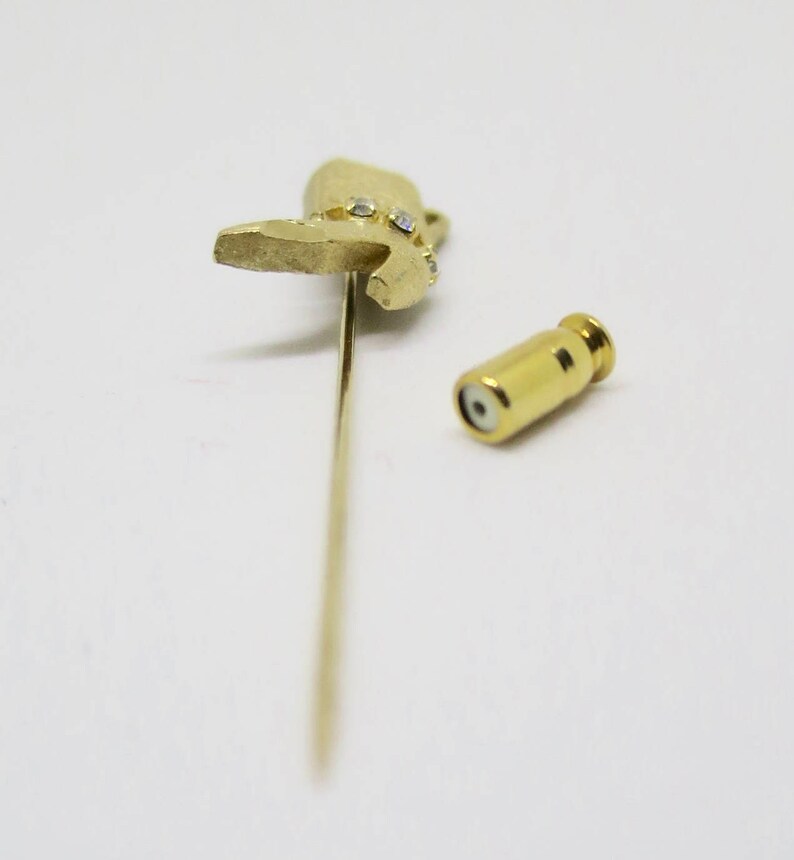 Cowboy Boot Stick Pin Brooch Gold Diamond Engraved Details Rhinestone ...