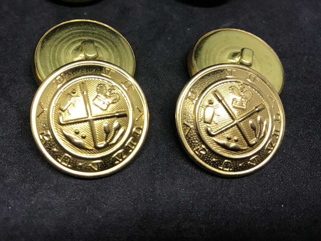 2 Brass Crown Thistle Golf Buttons One Inch Metal Shank Replacement ...