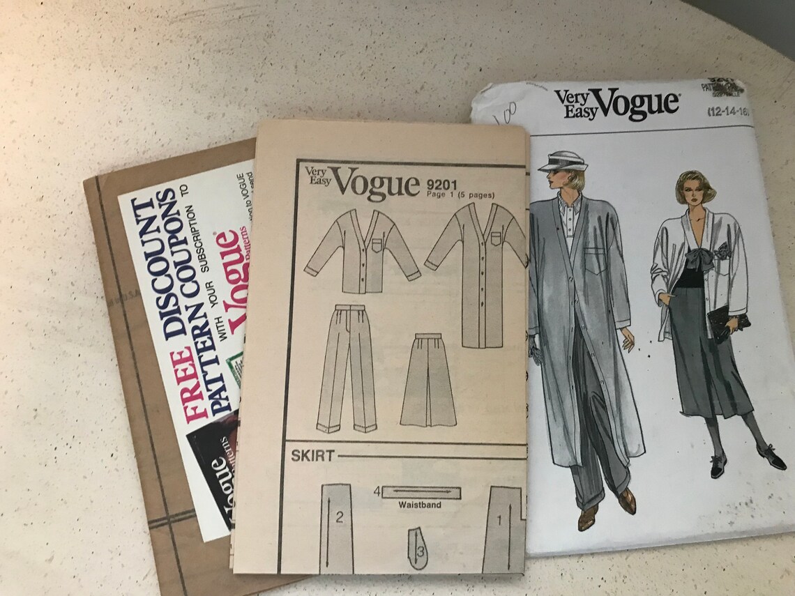 Vogue Duster Coat, Jacket, Skirt/pants Pattern Oversize Jackets ...