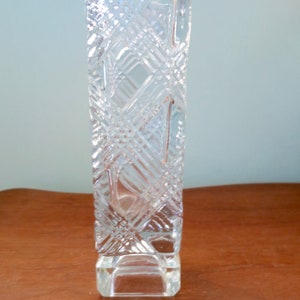 Fostoria Glass Vase for Avon Square Contemporary Cross Hatch Pattern ...