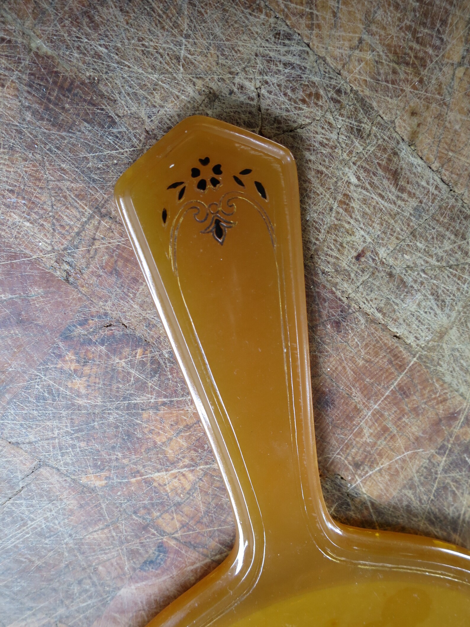 Butterscotch Celluloid Hand Mirror Amber Pyralin Bakelite Vanity Hand ...