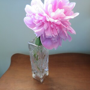 Fostoria Glass Vase for Avon Square Contemporary Cross Hatch Pattern ...