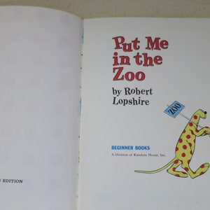 Put Me in the Zoo Book by Robert Lopshire Cat in Hat Reader Series ...