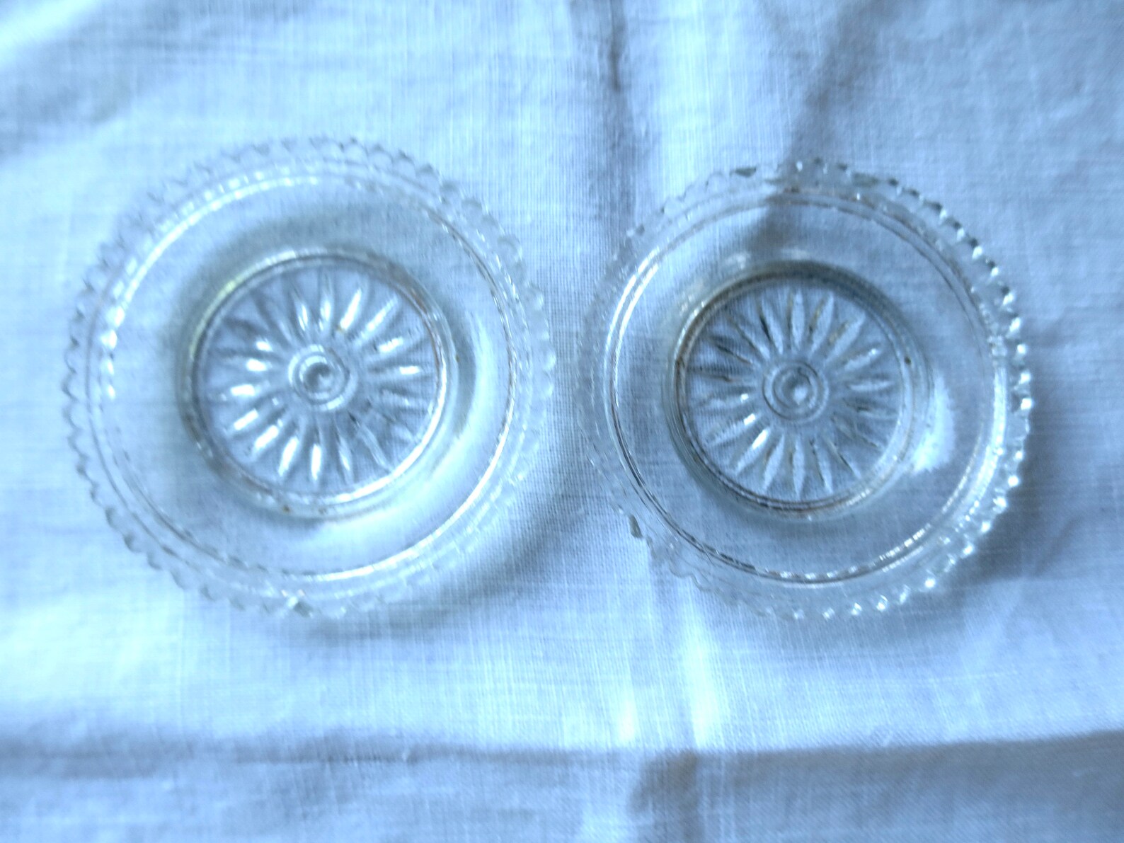 2 Antique Glass Butter Pats Cup Rests EAPG Crystal Glass Early ...