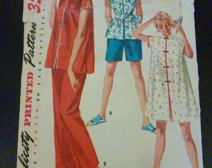 Pajama Robe Pattern Mandarin Style Lounge Set Size 13 Bust 31 - Etsy
