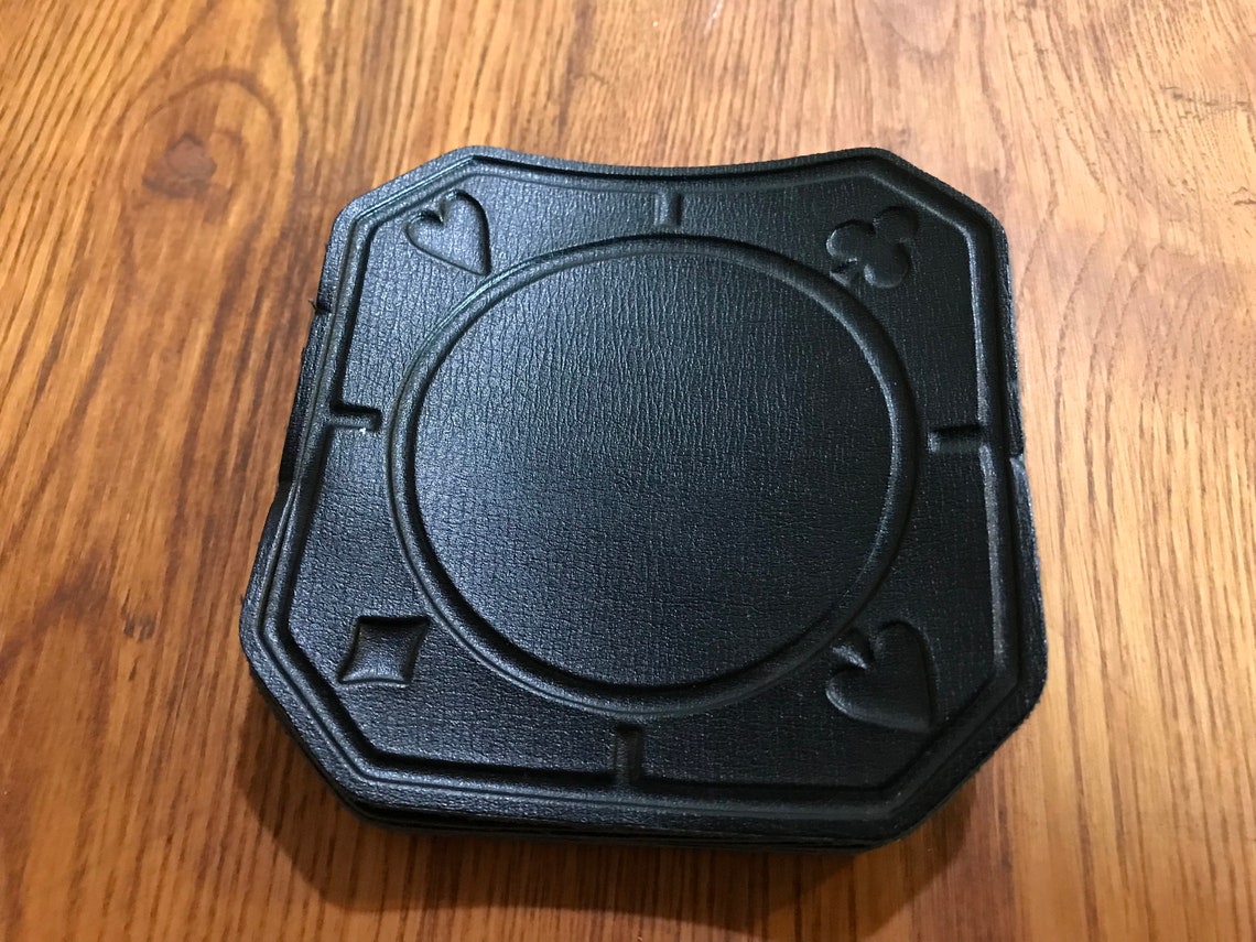 8 Bridge Coaster Set Card Suits Impressed on Black Vinyl Square Host ...