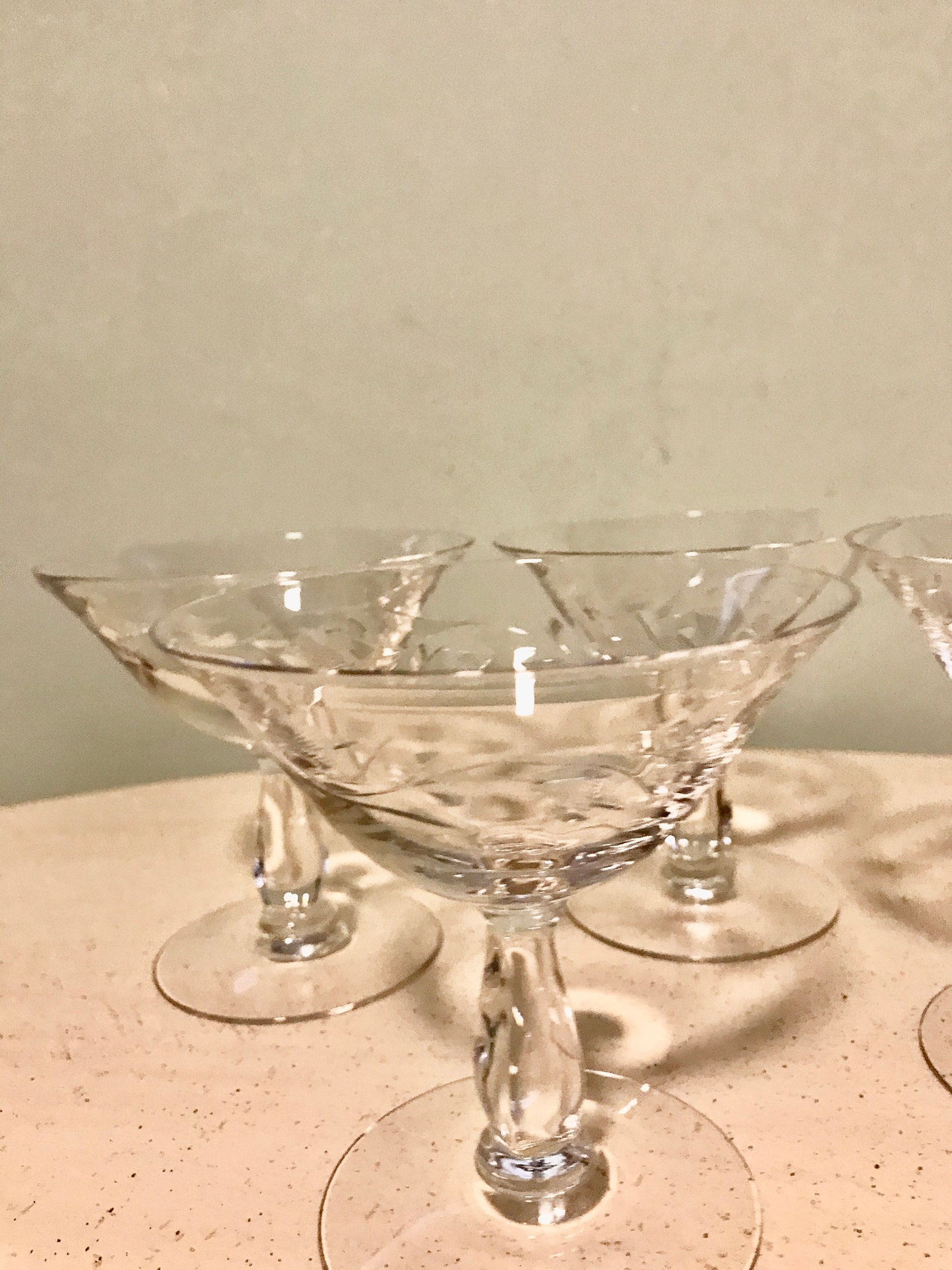 4 Stemmed Champagne Glasses Fine Cut Crystal Stemware Floral - Etsy