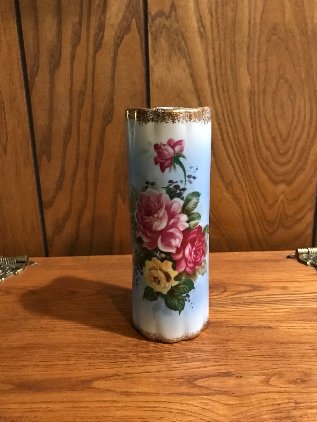 Roses Corner Wall Vase Norleans Japan Hand Painted Roses Gilt Edge Trim ...