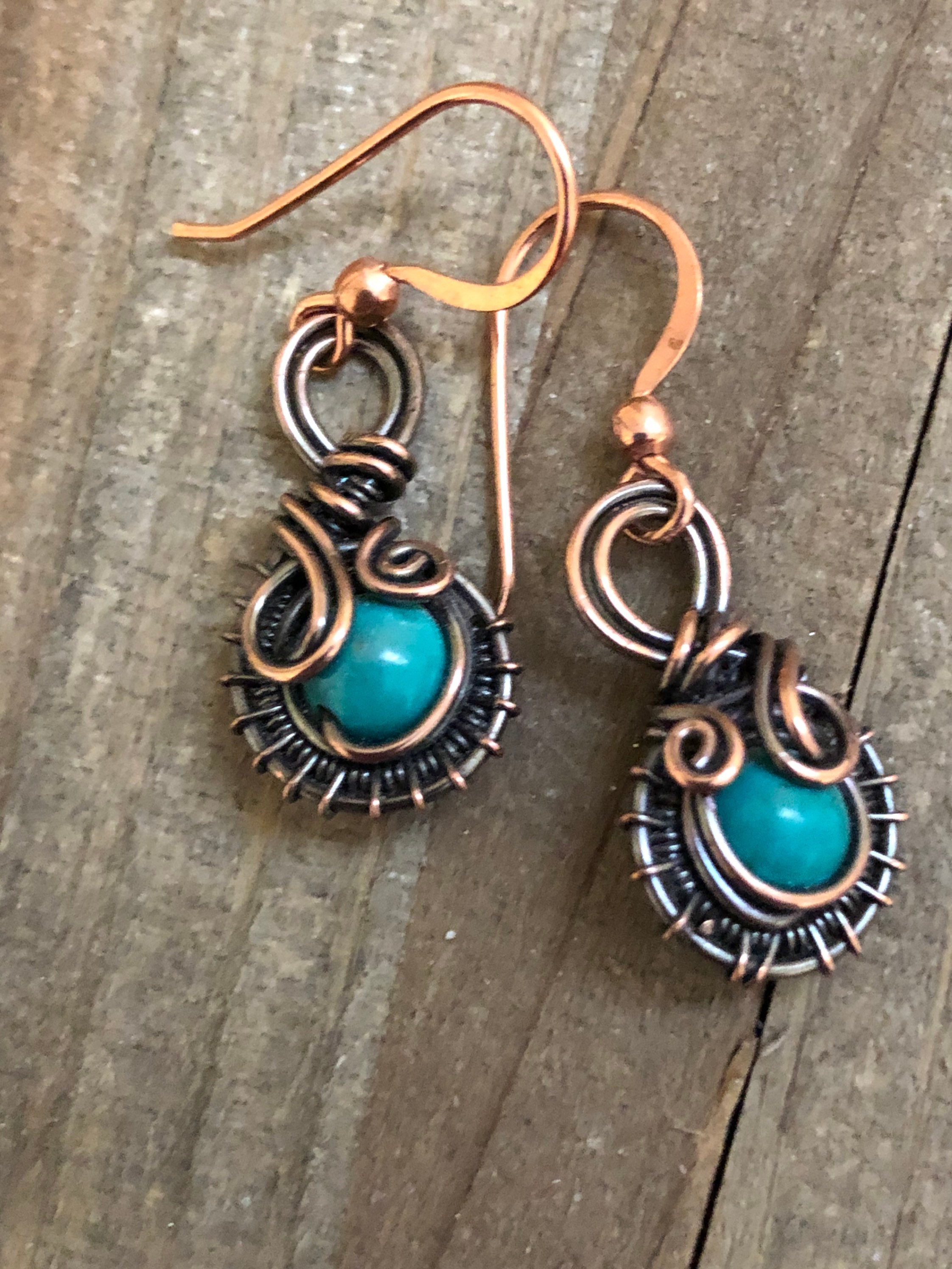 Turquoise and Copper Earrings | Etsy