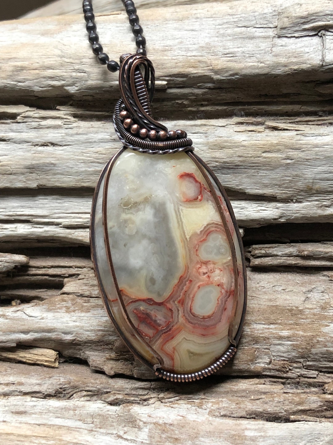 Crazy Lace Agate Pendant Necklace - Etsy Canada