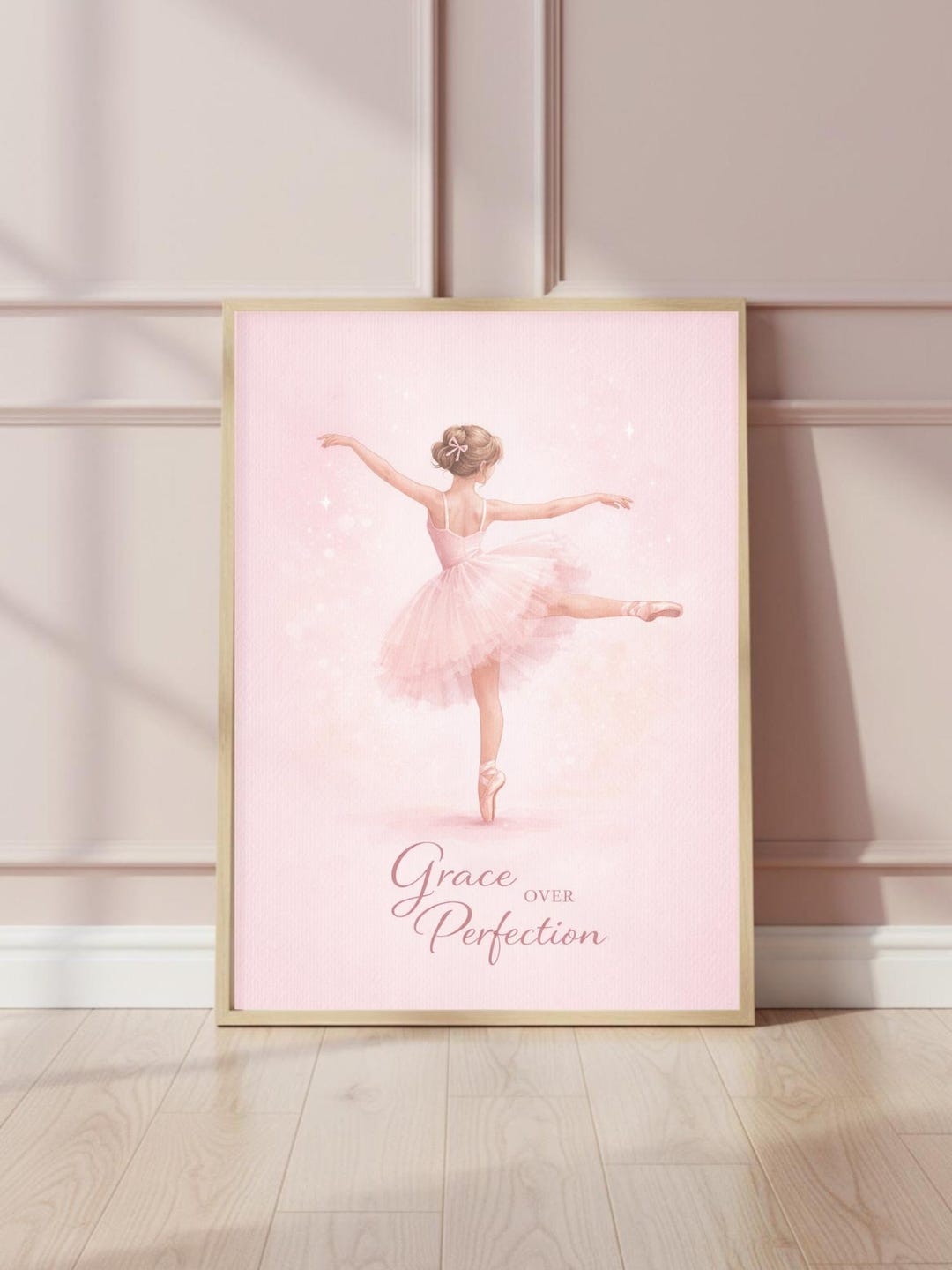 Ballerina Watercolor Print, Grace Over Perfection, Girls Room Decor ...