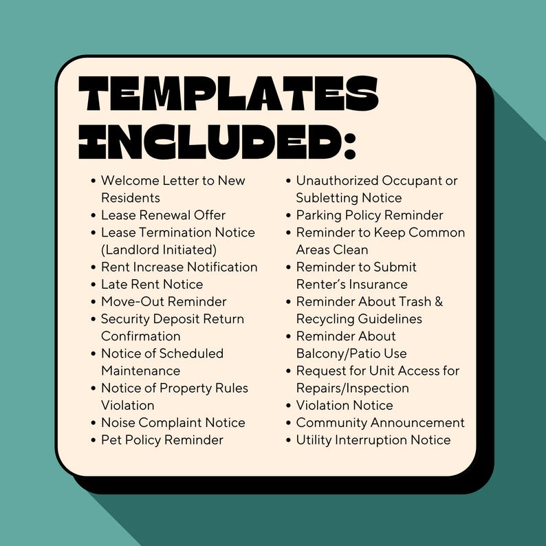 Landlord Letter Templates | 48 Ready-to-use or Edit Property Management ...