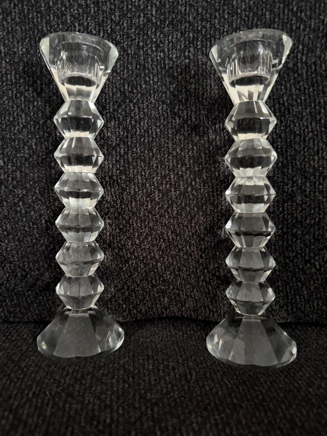 Vintage Cut Glass Candlestick Holders - Etsy