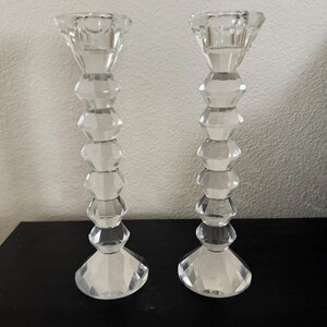 Vintage Cut Glass Candlestick Holders - Etsy