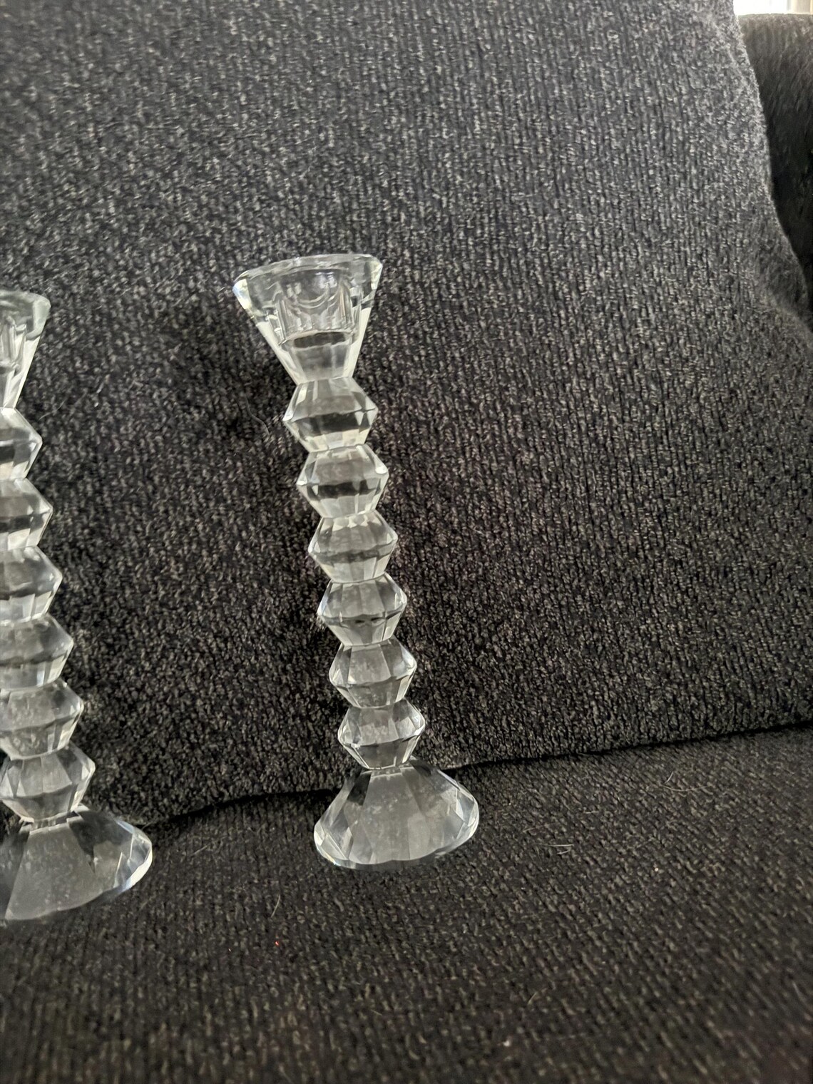 Vintage Cut Glass Candlestick Holders - Etsy