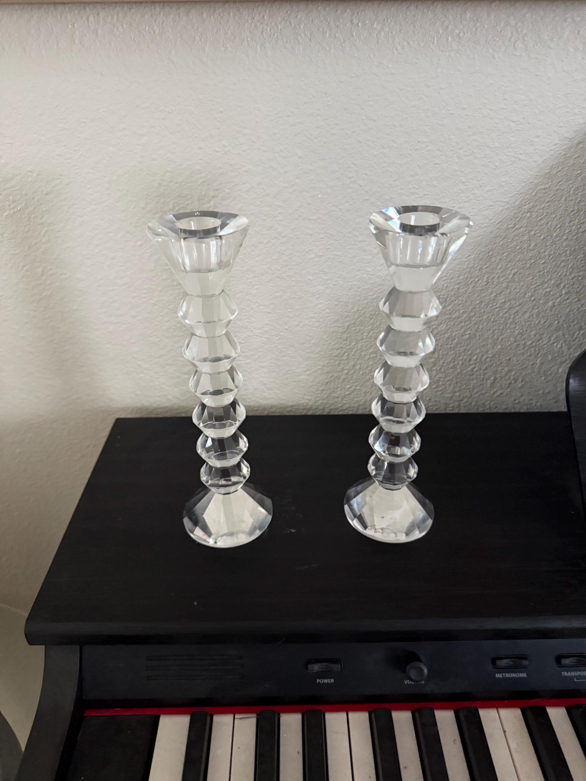 Vintage Cut Glass Candlestick Holders - Etsy