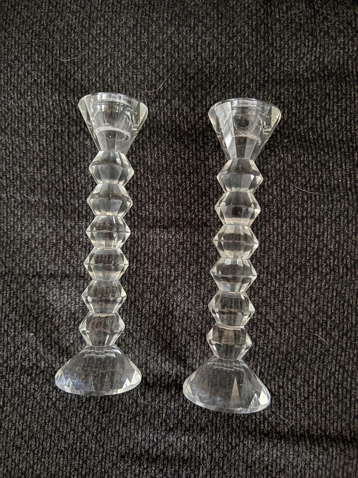 Vintage Cut Glass Candlestick Holders - Etsy